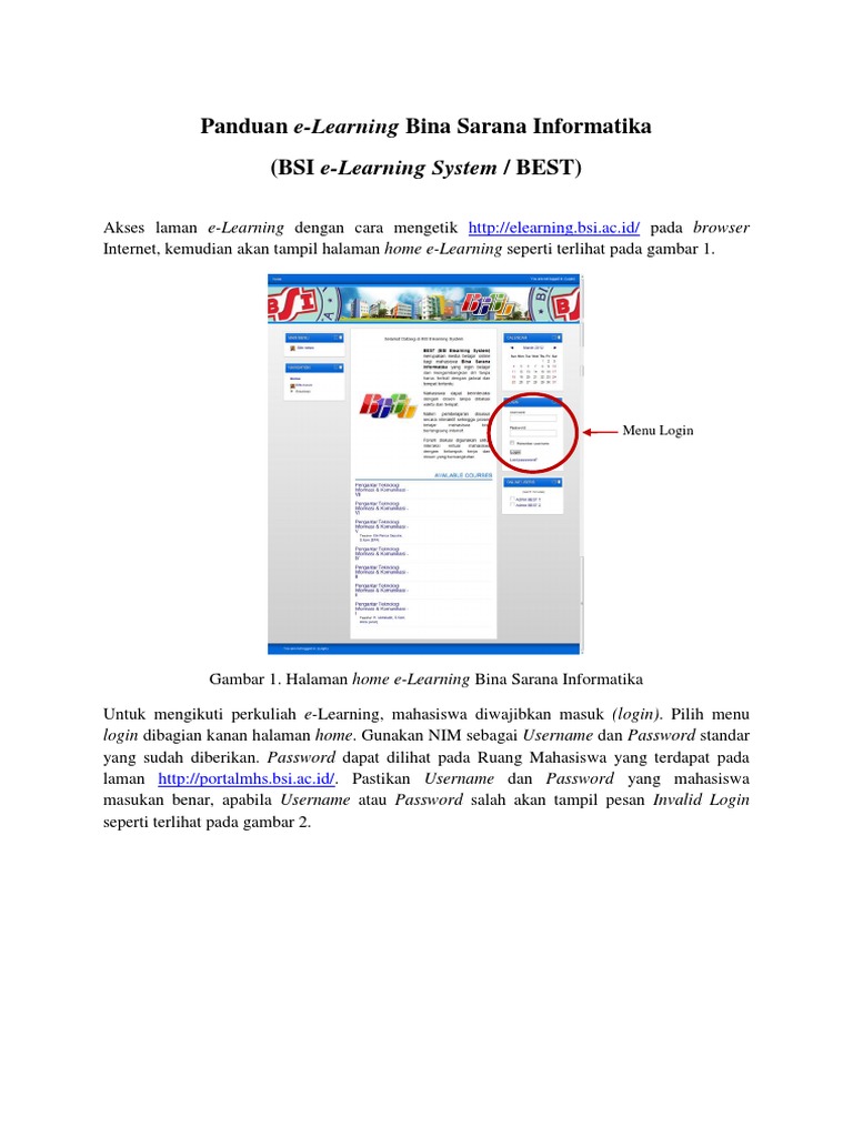 Panduan E-Learning BSI - Mahasiswa (10 Mar 12) | PDF
