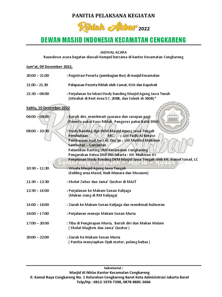Rundown Rihlah Akbar 2022 | PDF