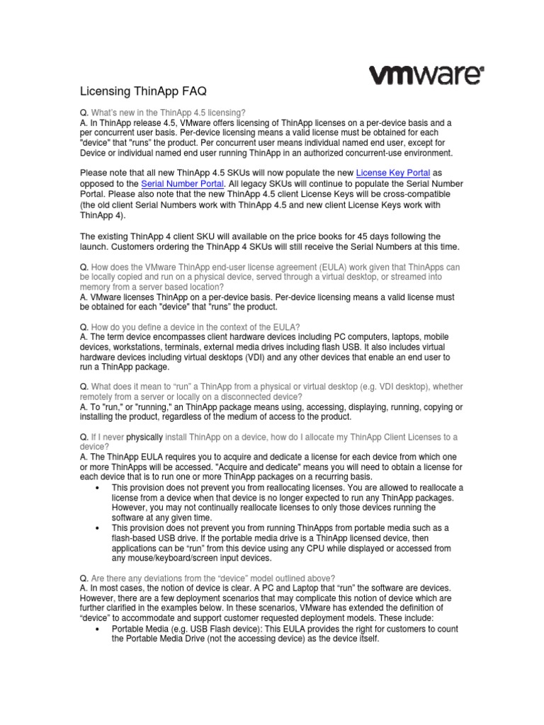 Vmware Thinapp 45 Faqs En Pdf V Mware Remote Desktop Services