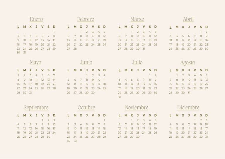 Calendario Mensual Aesthetic Minimal Beis-4 | PDF
