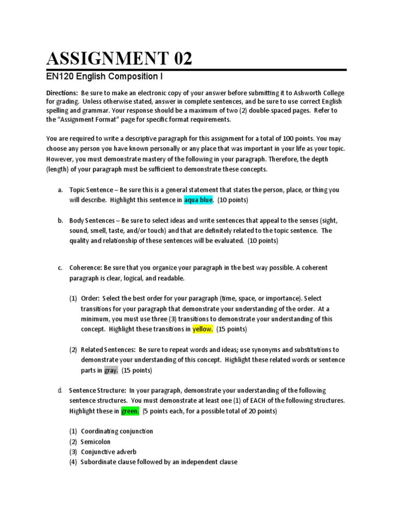 En 120 - Assignment 02 | PDF | Phrase | Sentence (Linguistics)