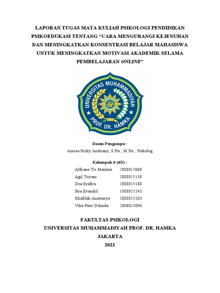 Laporan Akhir Final Psi - Pendidikan - Kel 6 - 4D | PDF | Karier & Perkembangan