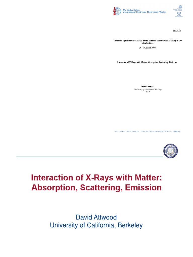 School On Synchrotron and FEL Based Methods and Their Multi-Disciplinary Applications | PDF ...