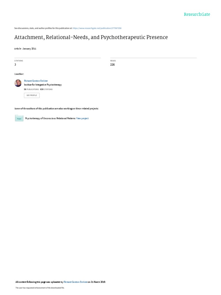 Attachment - Relational-Needs - and - Psychotherapeutic - Richard Erskine | PDF | Psychotherapy ...