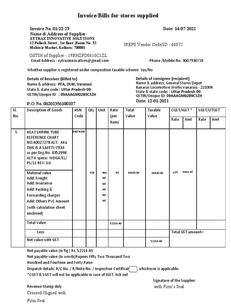 Final Bill Format | Download Free PDF | Value Added Tax | Invoice