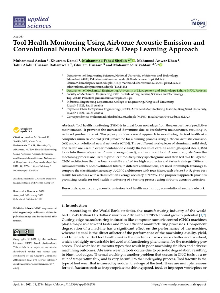 Tool Health Monitoring Using Airborne Acoustic Emission and ... Tool Health Monitoring Using Airborne Acoustic Emission and ...