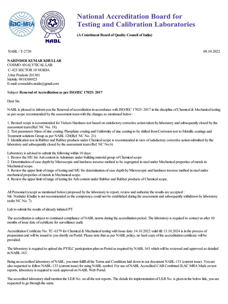 Nabl New Letter 10.10.2022 | PDF | Laboratories