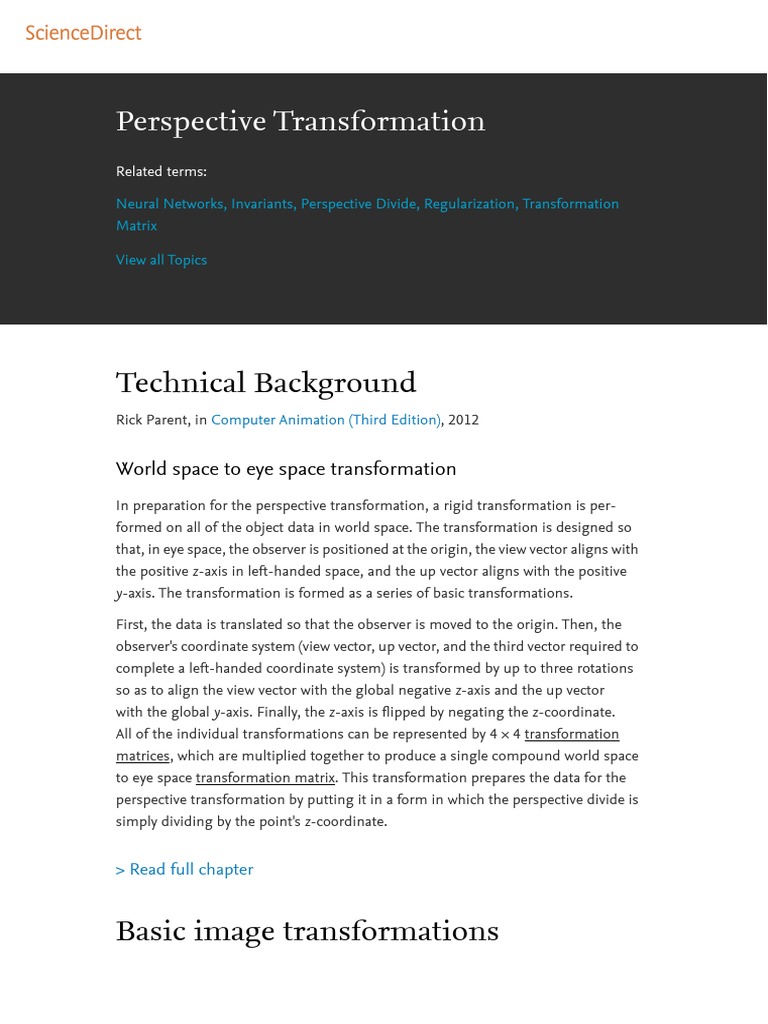Perspective Transformation: Technical Background | Download Free PDF ...