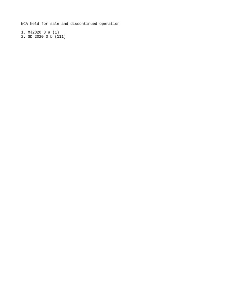 NCA Held For Sale and Discontinued Operation | PDF