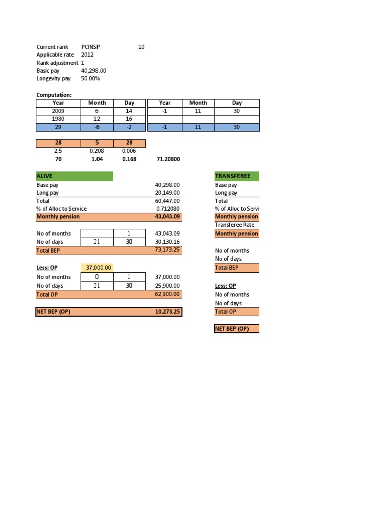 Lumpsum Computation Sheet - v2 | PDF | Money | Demographic Economics