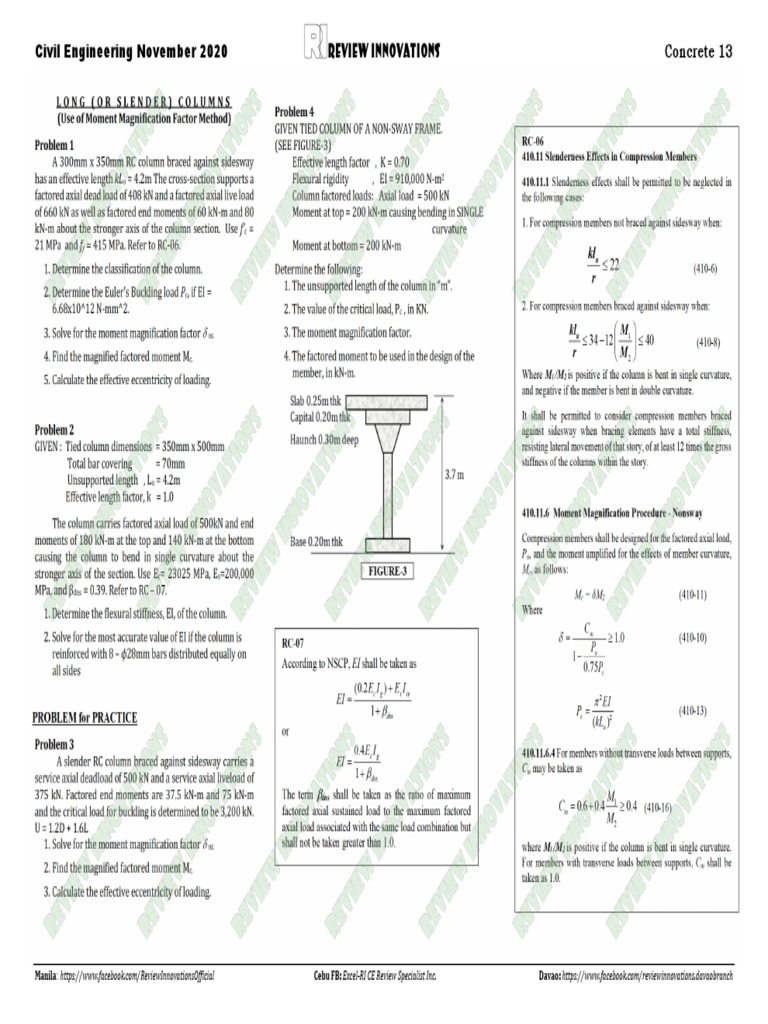 CE Board Nov 2020 - RCD - Set 13 | PDF | Beam (Structure) | Buckling