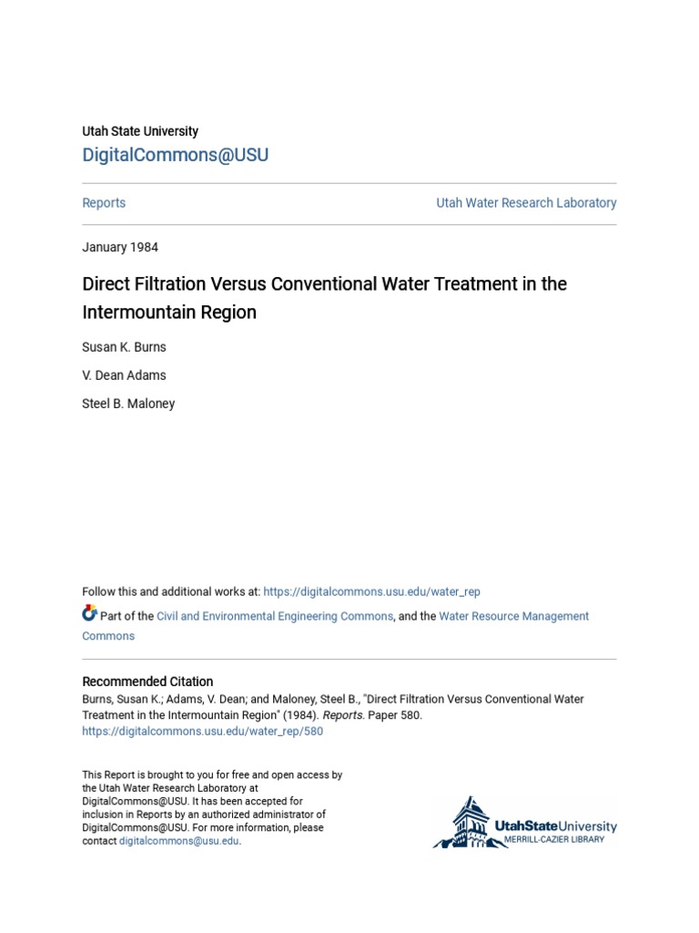 Direct Filtration Vs Conventional Water Treatment | PDF | Water ...