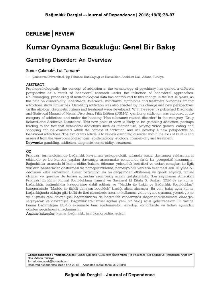 Kumar Oynama Bozuklu - U - Genel Bir Bak - (#449299) - 516434 | PDF