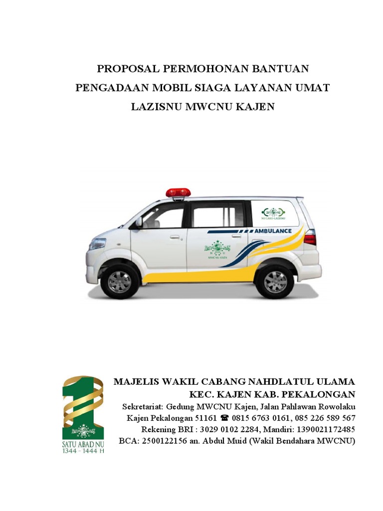 Proposal Pengadaan Mobil Siaga NU | PDF