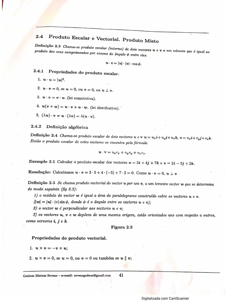 Produto Escalar, Vectorial e Misto09!12!2022 08.19 | PDF