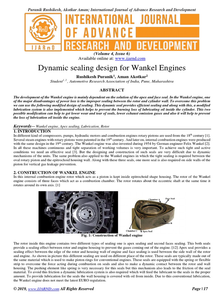 Dynamic Sealing Design For Wankel Engines | PDF | Internal Combustion Engine | Piston