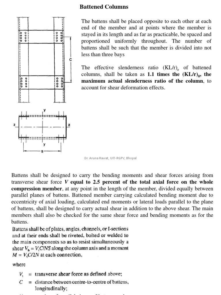 Battened Columns | PDF | Bending | Column