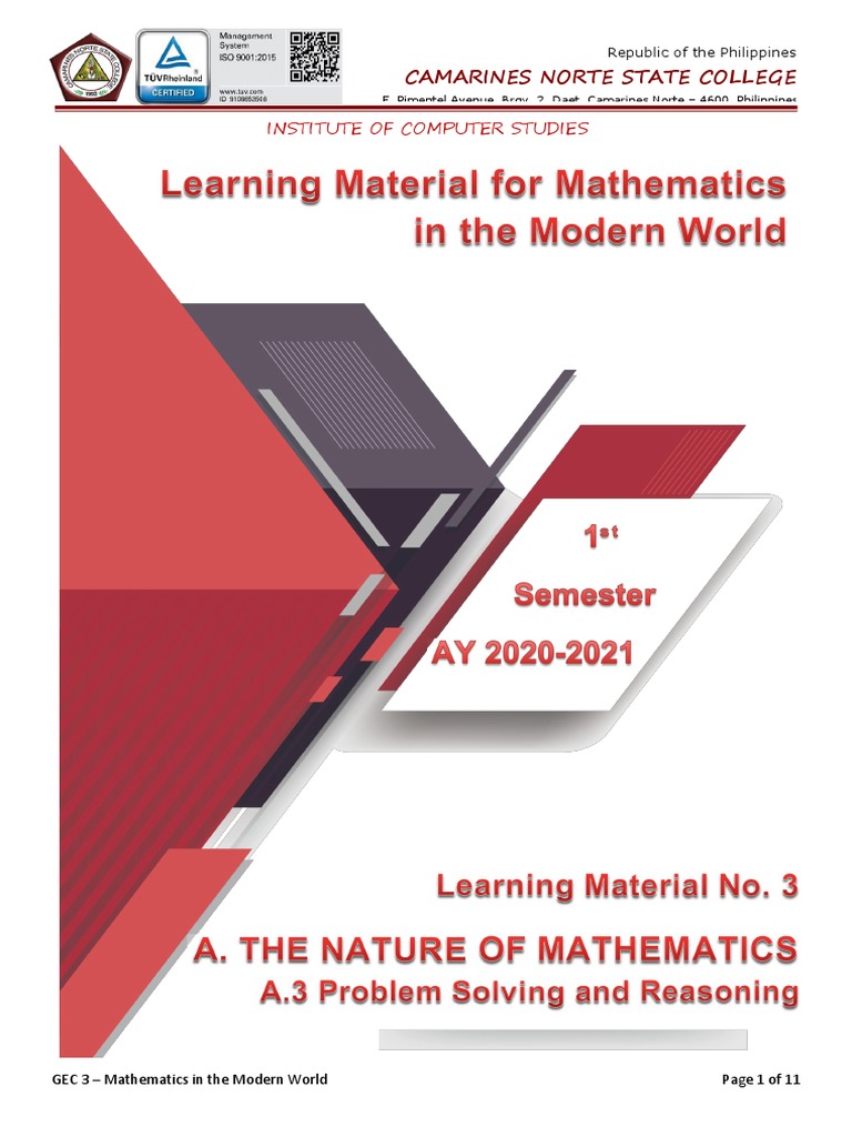 Problem Solving and Reasoning in Math | PDF | Reason | Equations