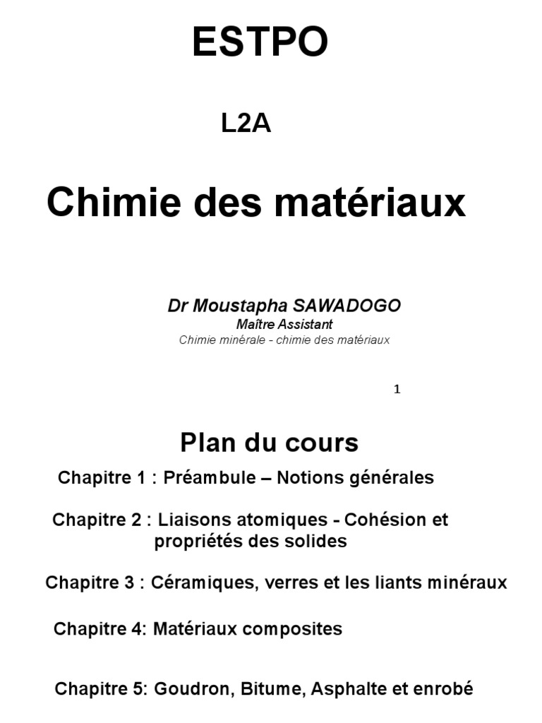 Cours-Matriaux L2A 2021 - Chap 1 Et 2 | PDF | Liaison chimique | Science des matériaux