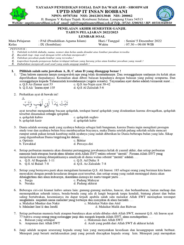 Kelas 9 Pai Fix | PDF