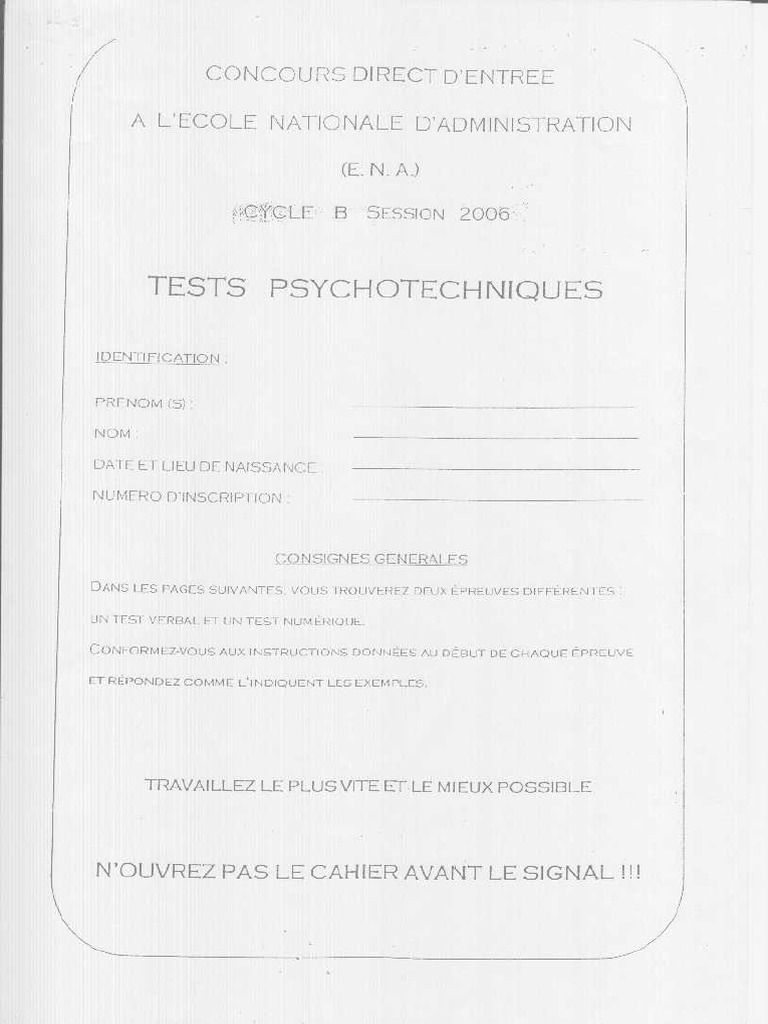 Tests Psychotechniques DB 2006 | PDF