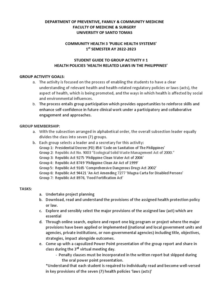 Philippine Health Policy Group Activity Guide | PDF | Public Health ...