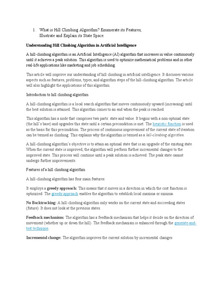 What Is Hill Climbing Algorithm Pdf Artificial Intelligence Intelligence Ai And Semantics