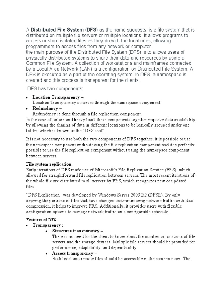 2distributed File System Dfs | PDF | File System | Computer File