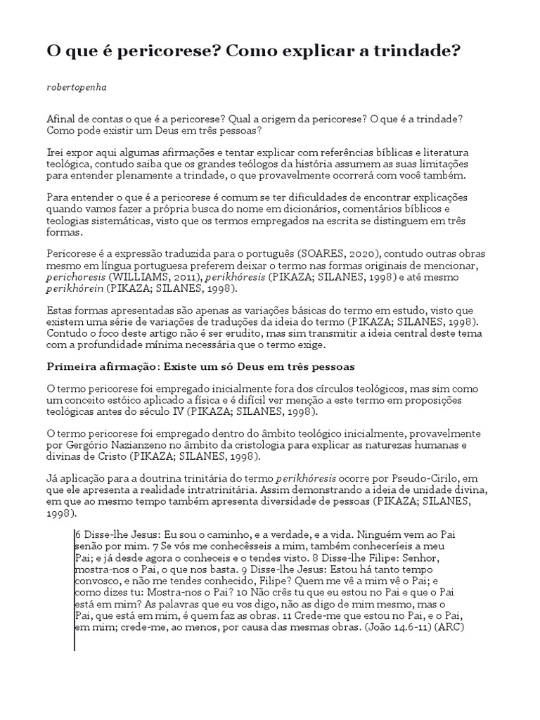 O Que é Pericorese Como Explicar a Trindade - Escola Biblicast | PDF | Deus | Espírito Santo ...