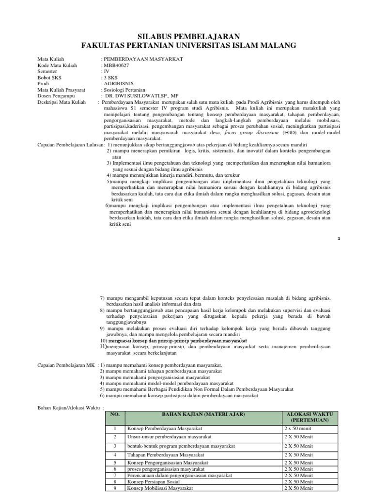 RPS Pemberdayaan Masy DST | PDF