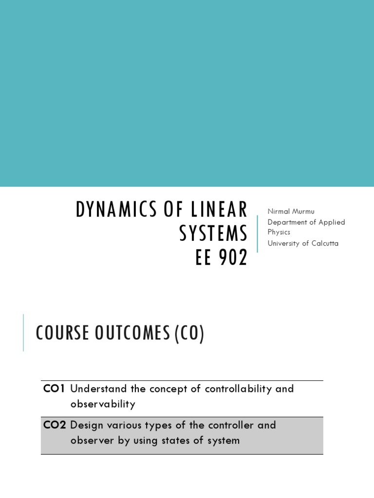 Dynamics Of Linear System Pdf Control Theory Eigenvalues And Eigenvectors 