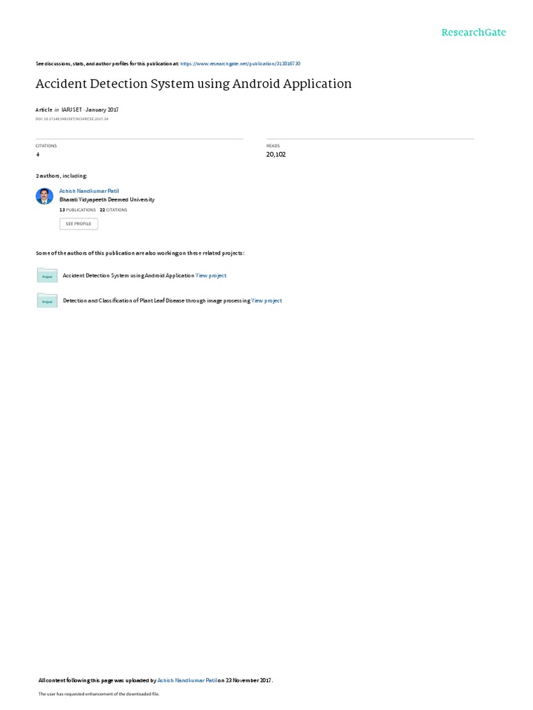 Accident Detection System Using Android Applicatio Pdf