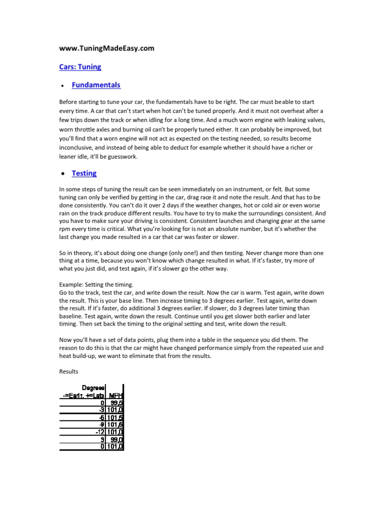 Kereta - Tuning Made Easy - Cars Tuning | PDF | Carburetor | Throttle