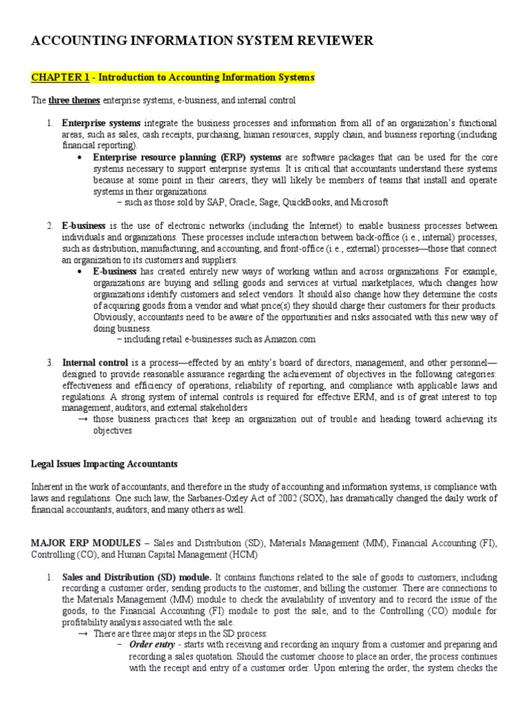 Accounting Information System Reviewer | Download Free PDF | Electronic ...
