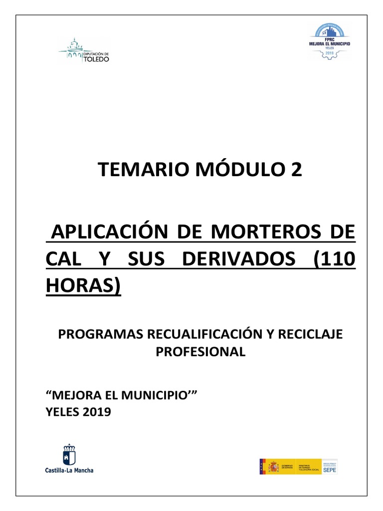 Tema 2 Aplicación de Morteros de Cal y Sus Derivados Yeles | PDF ...