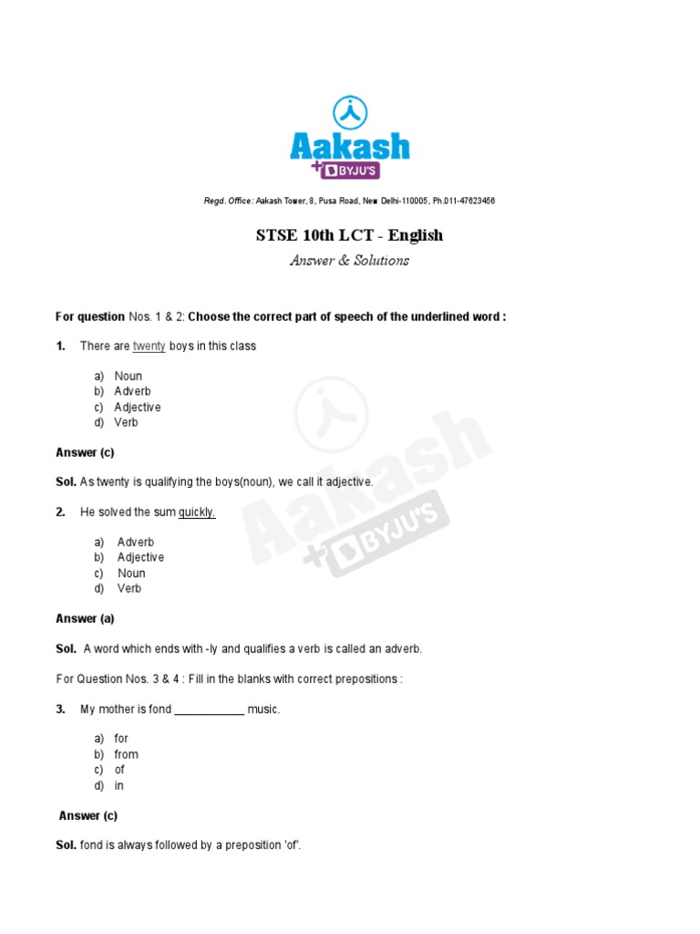 STSE Class 10 LCT Question Paper and Solutions 2022 | Download Free PDF ...