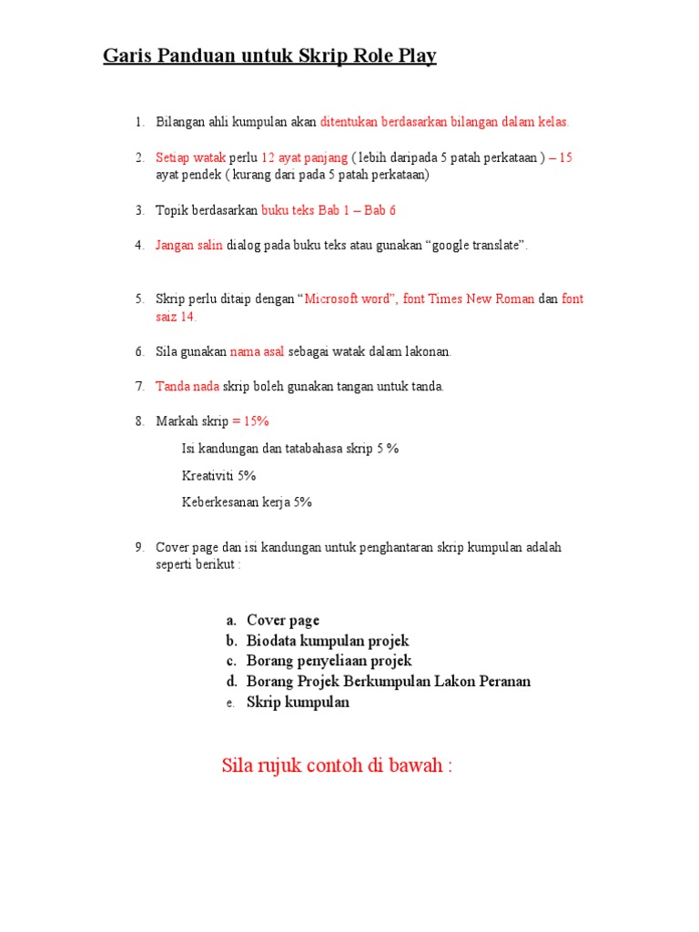 Garis Panduan Untuk Skrip Role Play 1 | PDF