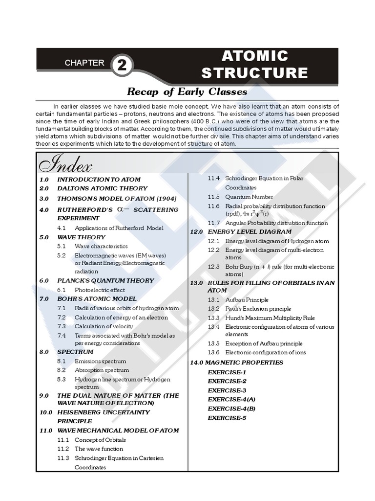 CHE - 02.atomic Structure (Unit 1) | PDF | Atoms | Electromagnetic ...