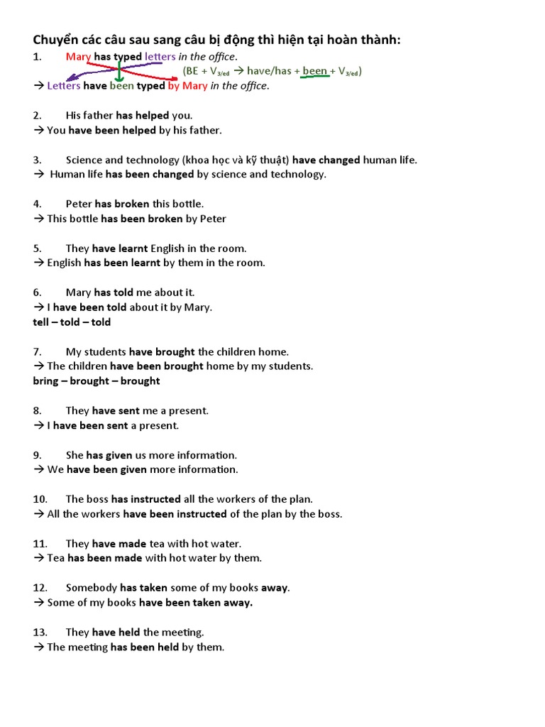 Passive Voice: Present Perfect Examples | PDF