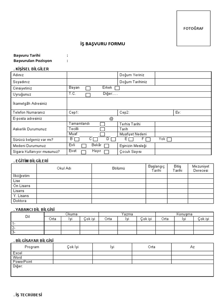 İş Başvuru Formu | PDF