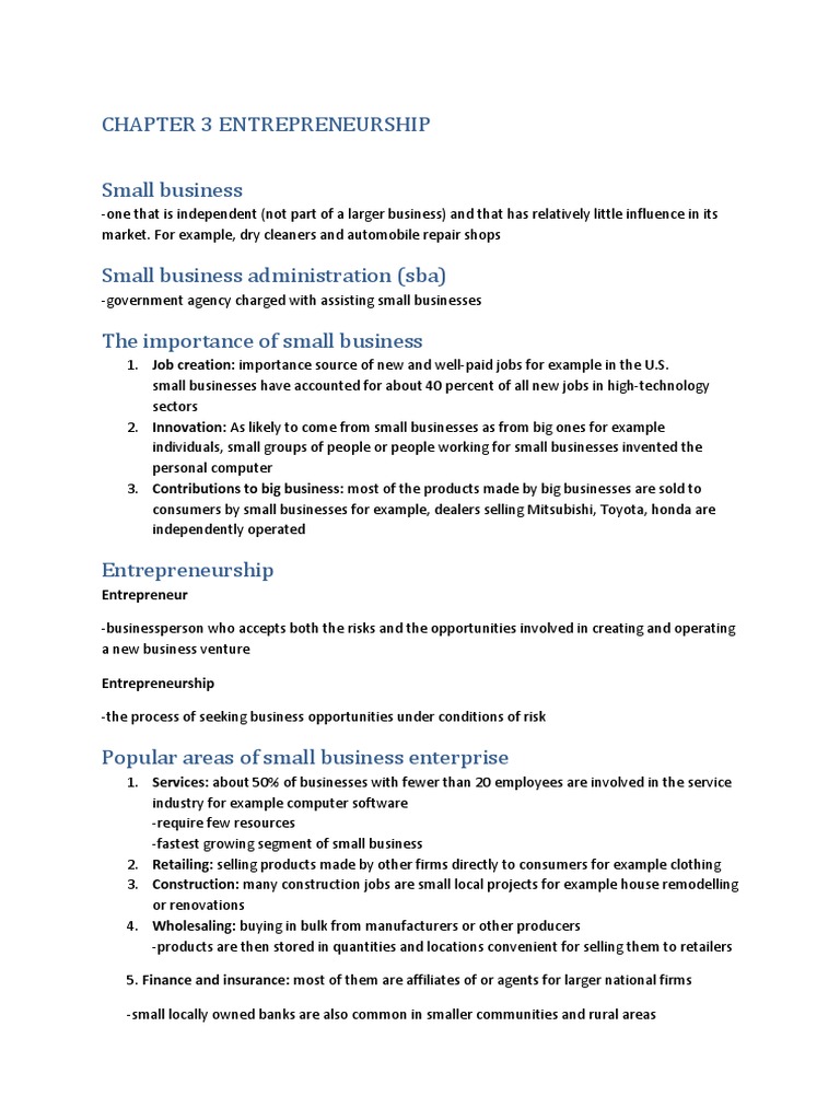 Chapter 3 Entrepreneurship | PDF | Corporations | Small Business