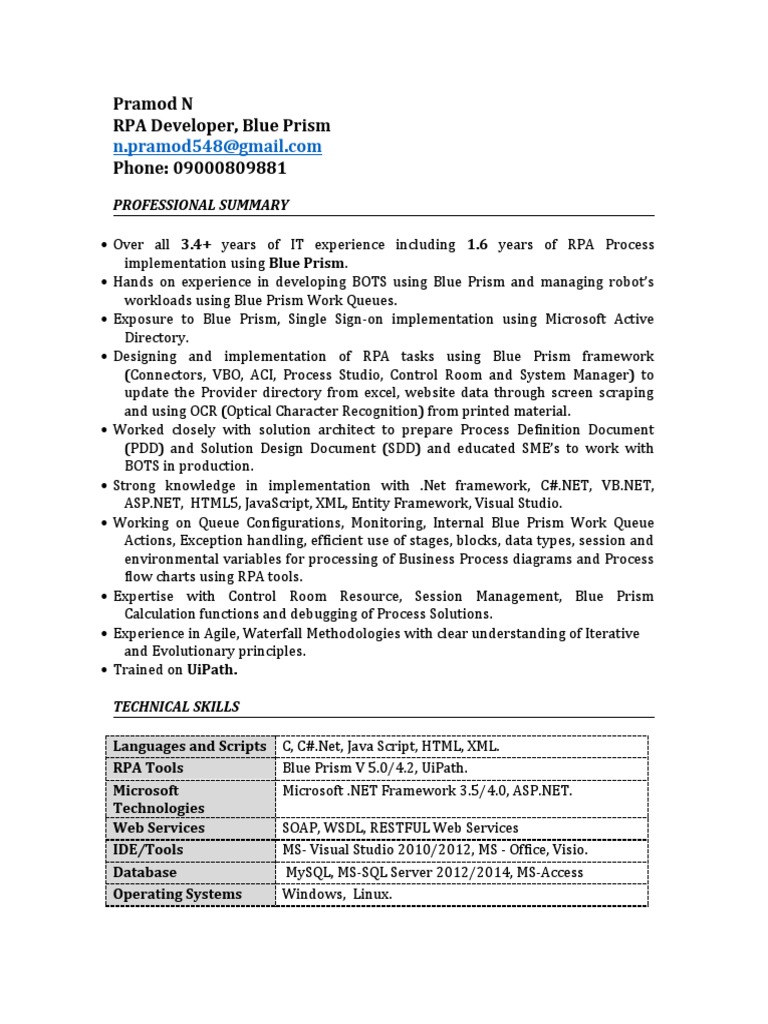 Pramod Resume | PDF | Microsoft Visual Studio | Microsoft Excel
