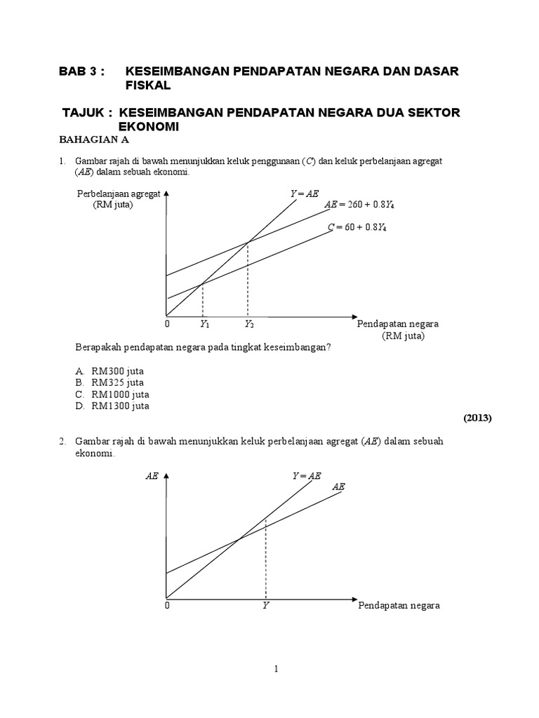 BAB 3 KESEIMBANGAN PENDAPATAN NEGARA DAN DASAR FISKAL 2 Sektot | PDF