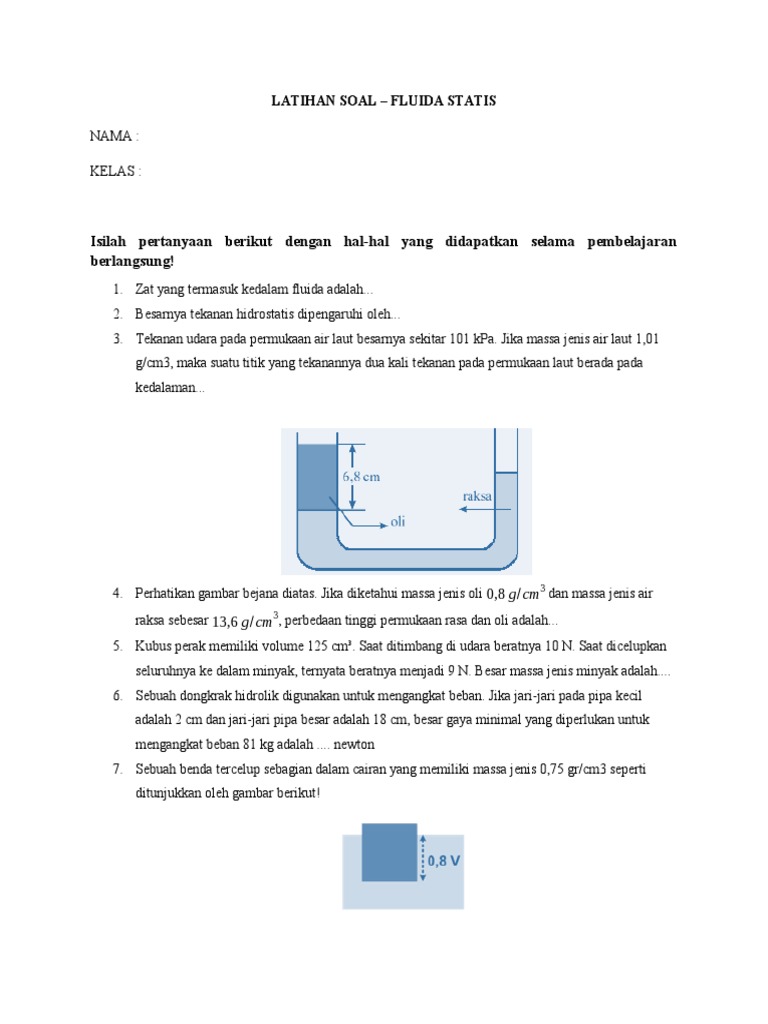 Latihan Soal Fluida Statis | PDF