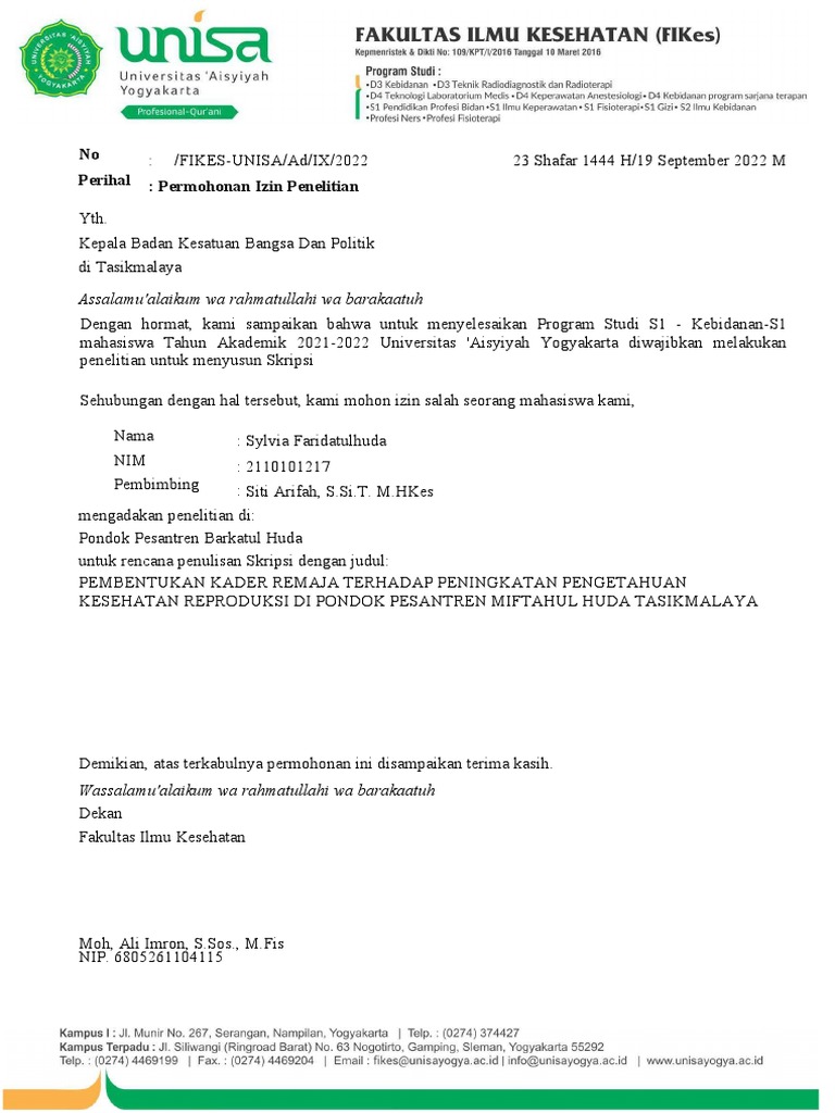 Surat Izin Penelitian | PDF | Ilmu Sosial | Kesehatan Holistik
