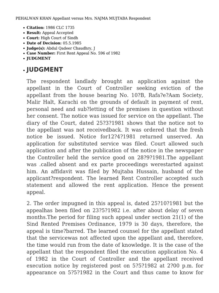 First Rent Appeal | Download Free PDF | Appeal | Judgment (Law)