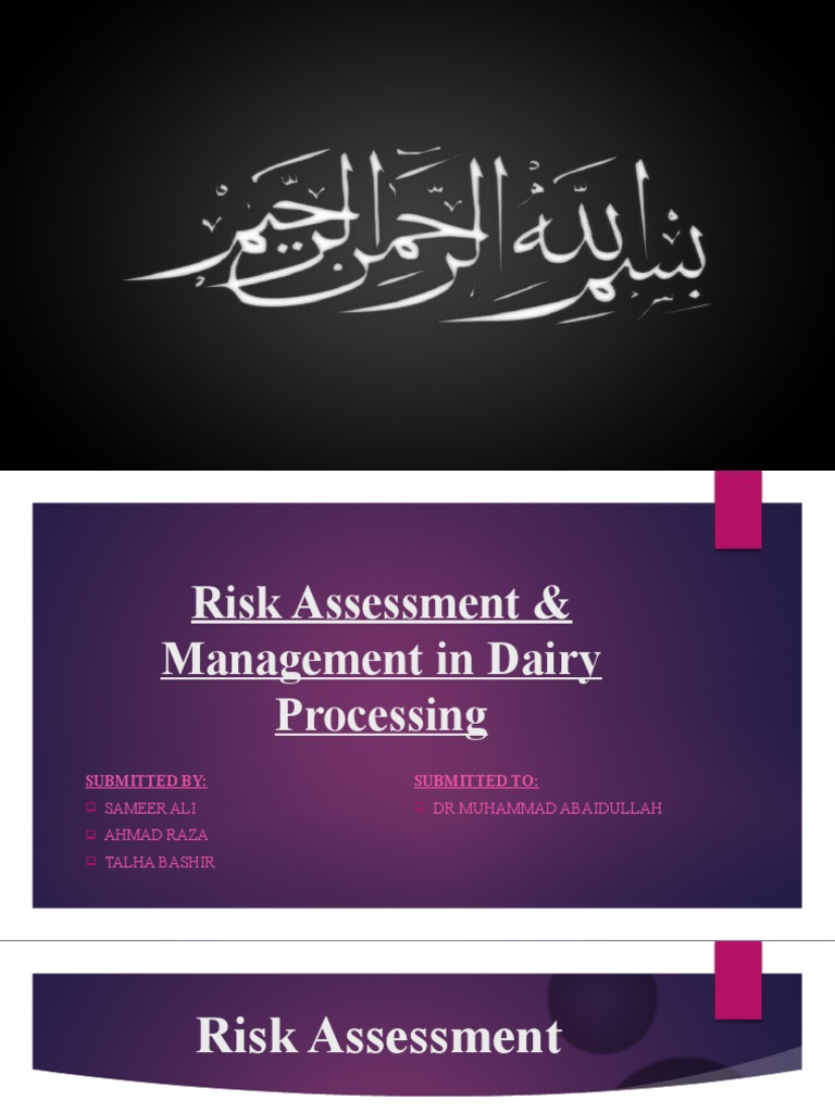 Risk Assessment & Management in Dairy Processing-1 | PDF | Risk | Risk ...