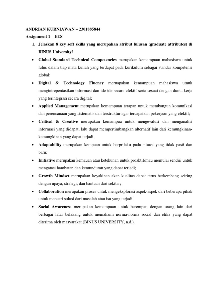 Assignment Bulan 1 - ESS Internship Greater Jakarta | PDF
