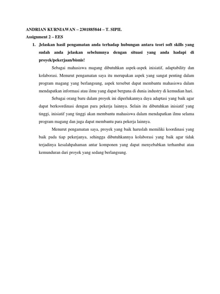 Assignment Bulan 2 - ESS Internship - Greater Jakarta | PDF