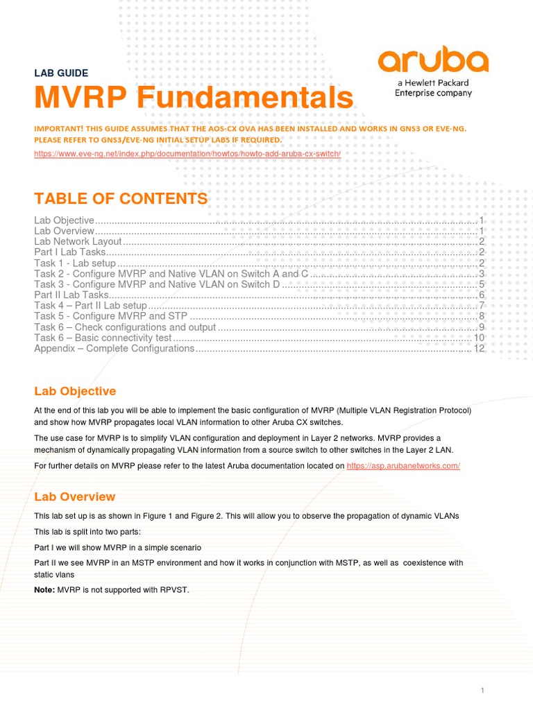 AOS-CX Switch Simulator - MVRP Lab Guide | PDF | Computer Architecture ...
